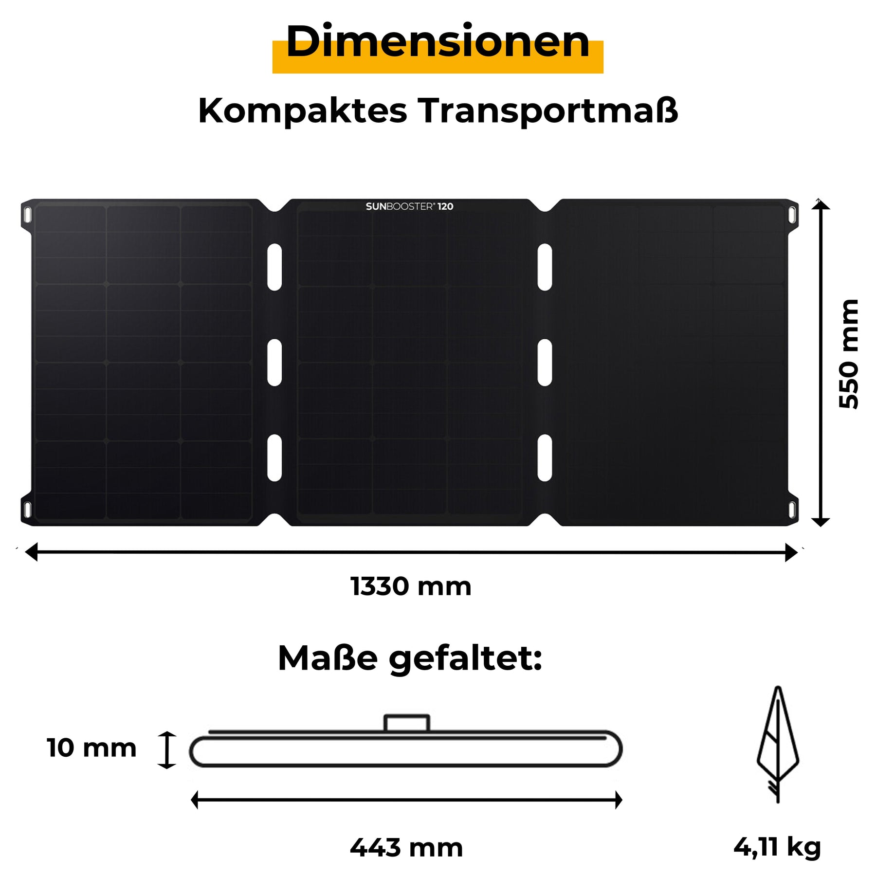 SUNBOOSTER 120 — 120 W faltbares Solarpanel für unterwegs